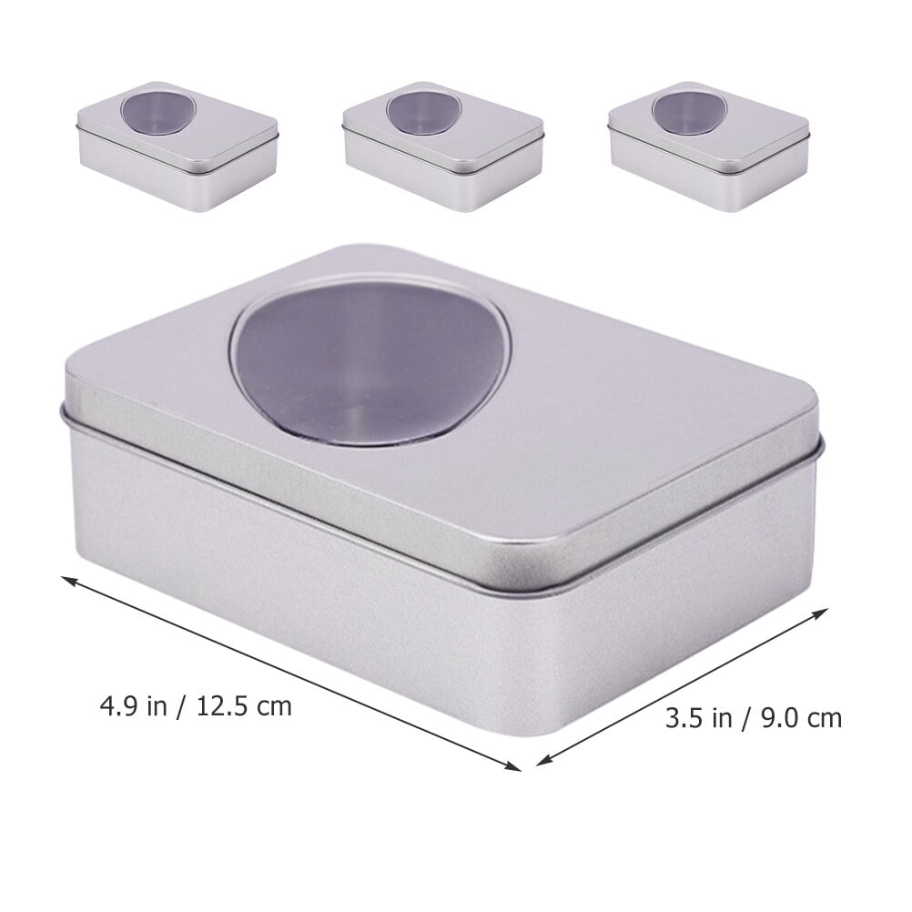 4psc Gift Storage Tins Candy Containers with Clear Window Candy Storage ...