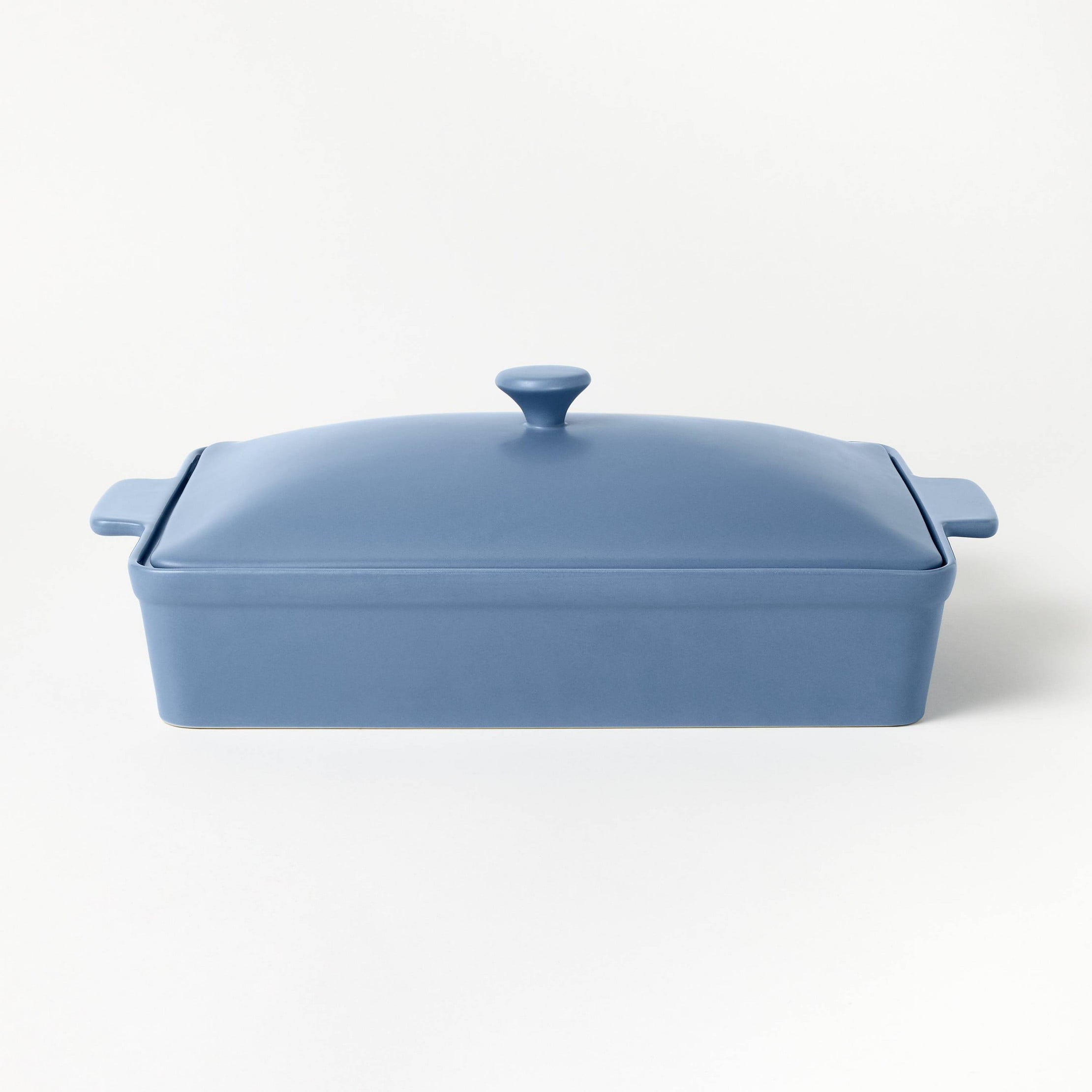 4qt Stoneware Rectangle Baking Dish with Lid Blue - Walmart.com
