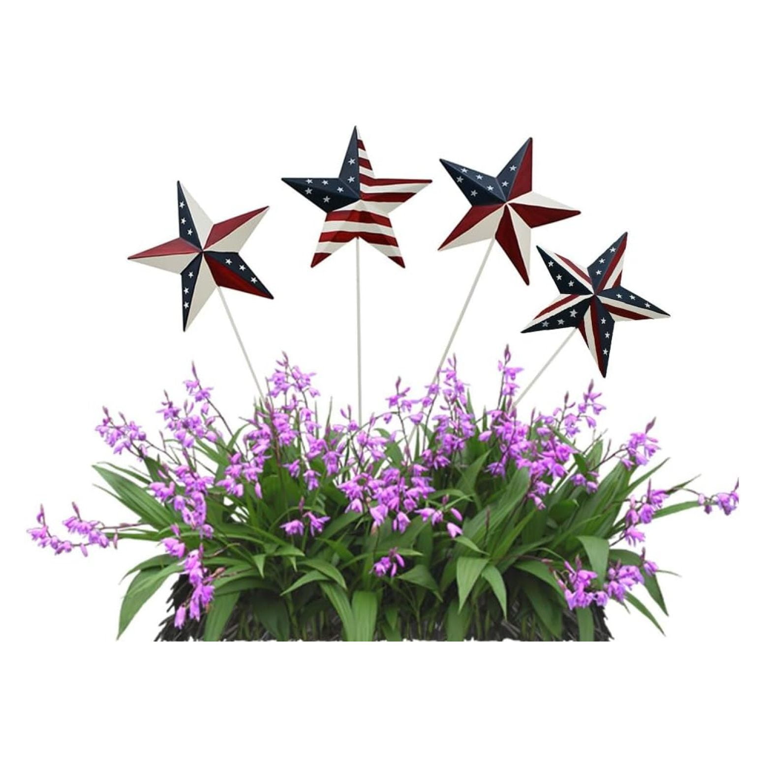 4set Metal Star US Flag Patriotic Garden Stake,15.75"" H Independence ...
