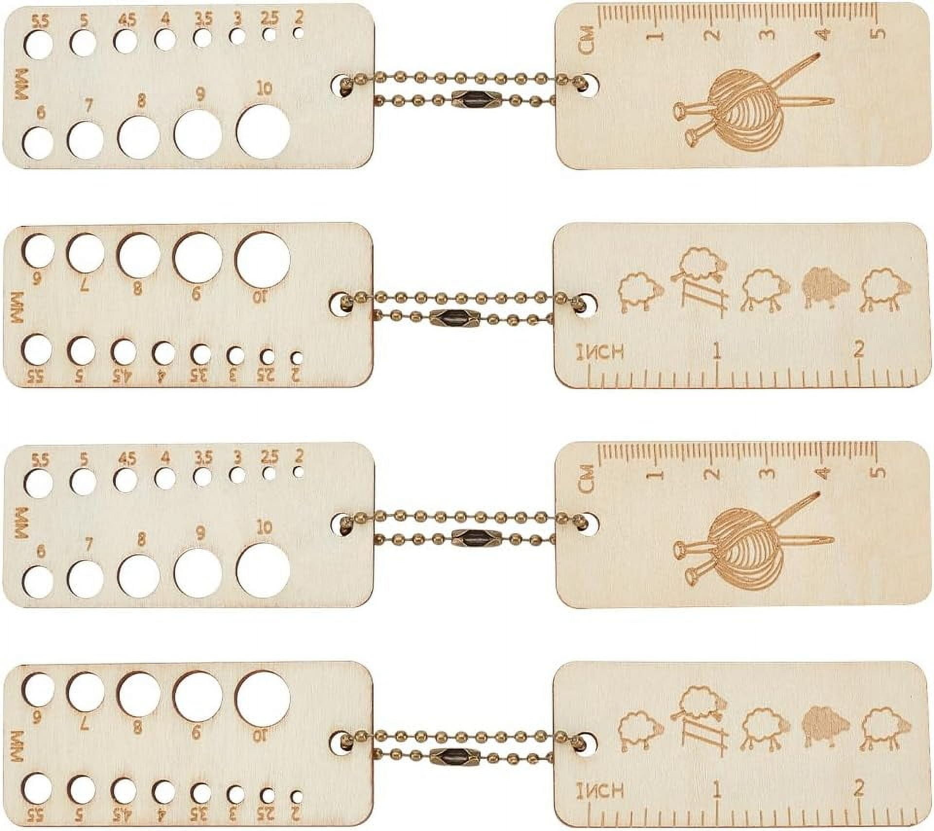 4sets Rectangle Wood Crochet Hook Ruler & Thickness Gauge Knitting ...