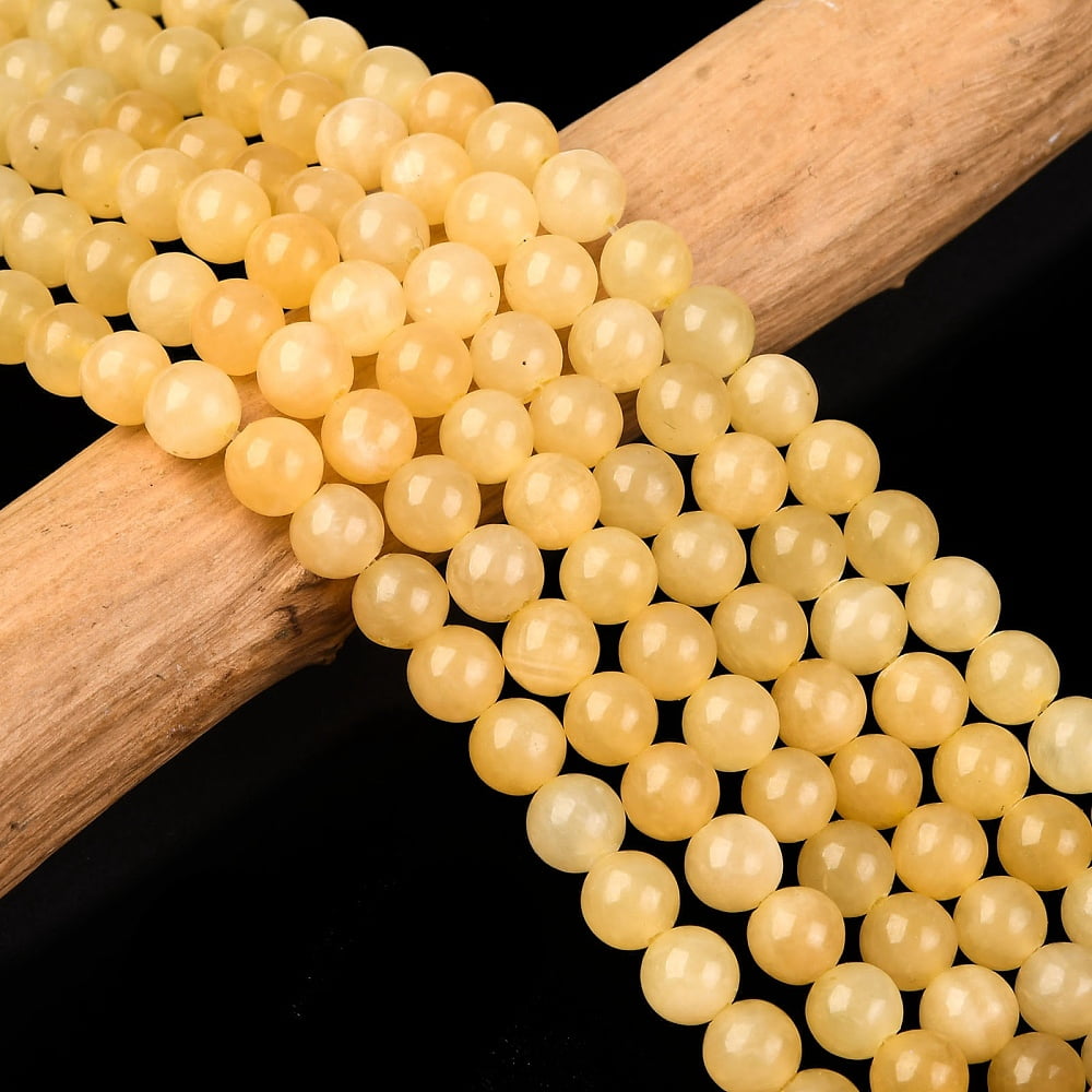 4strands Natural Yellow Jade Bead Strands Round 6mm Hole: 1mm about ...