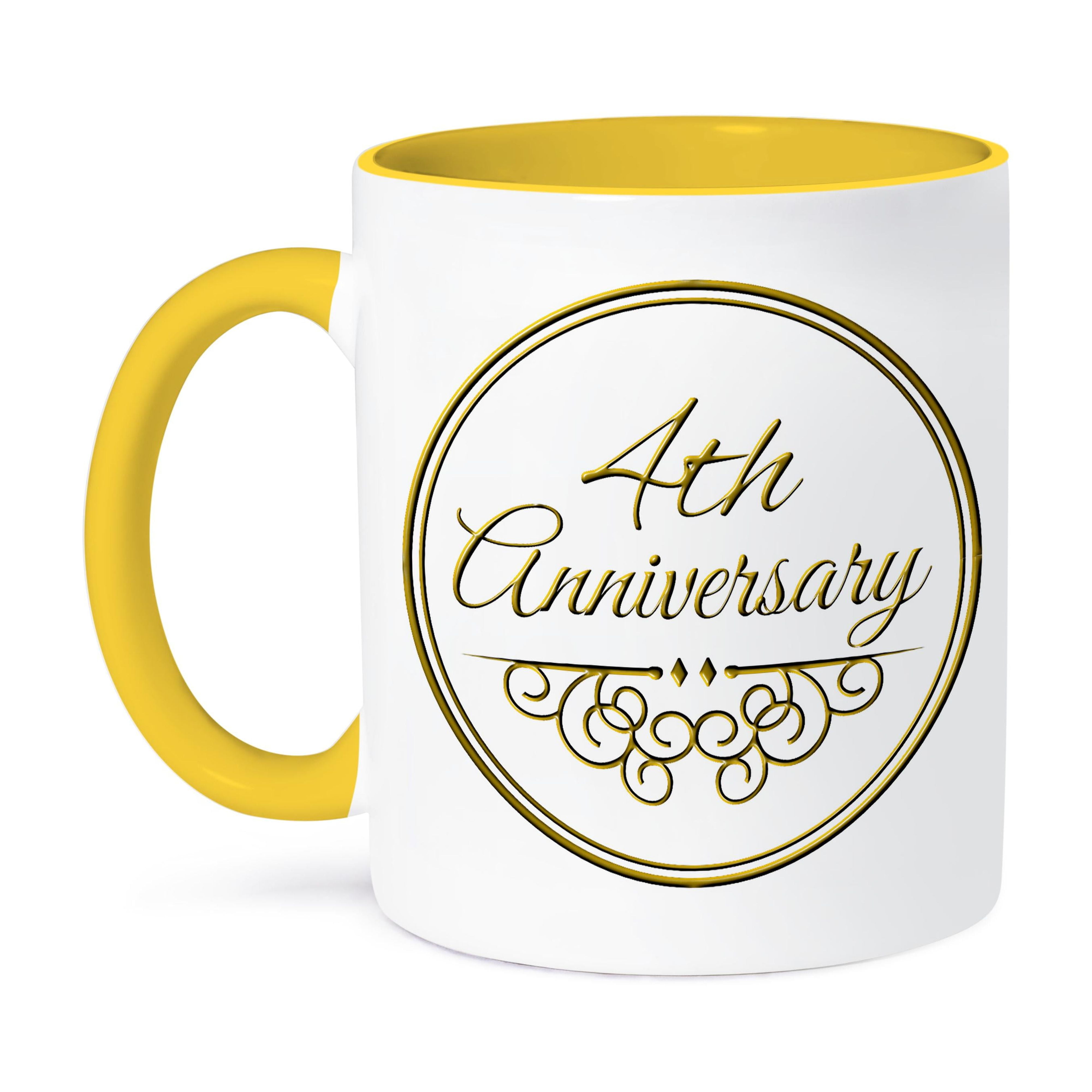 3dRose, Gift For 4th Anniversary - Gold Text For Celebrating Wedding ...