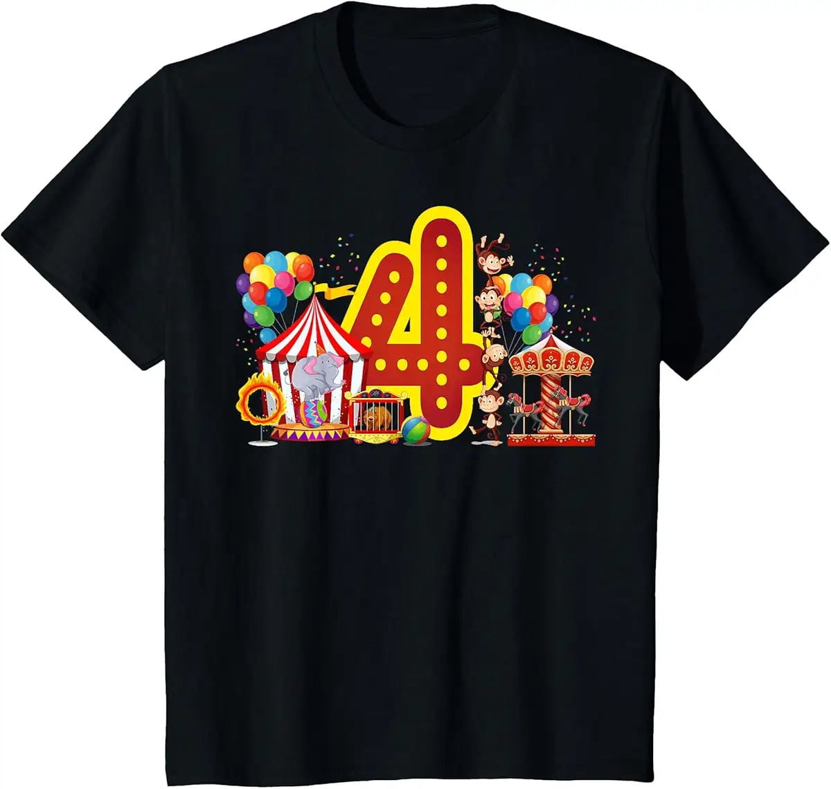 4th Carnival Birthday Party Four Year Old Circus Birthday Top Unisex T ...