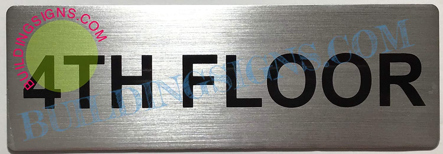 4th Floor Sign (Brushed Aluminum, Size 3X9) (ref-2201) - Walmart.com