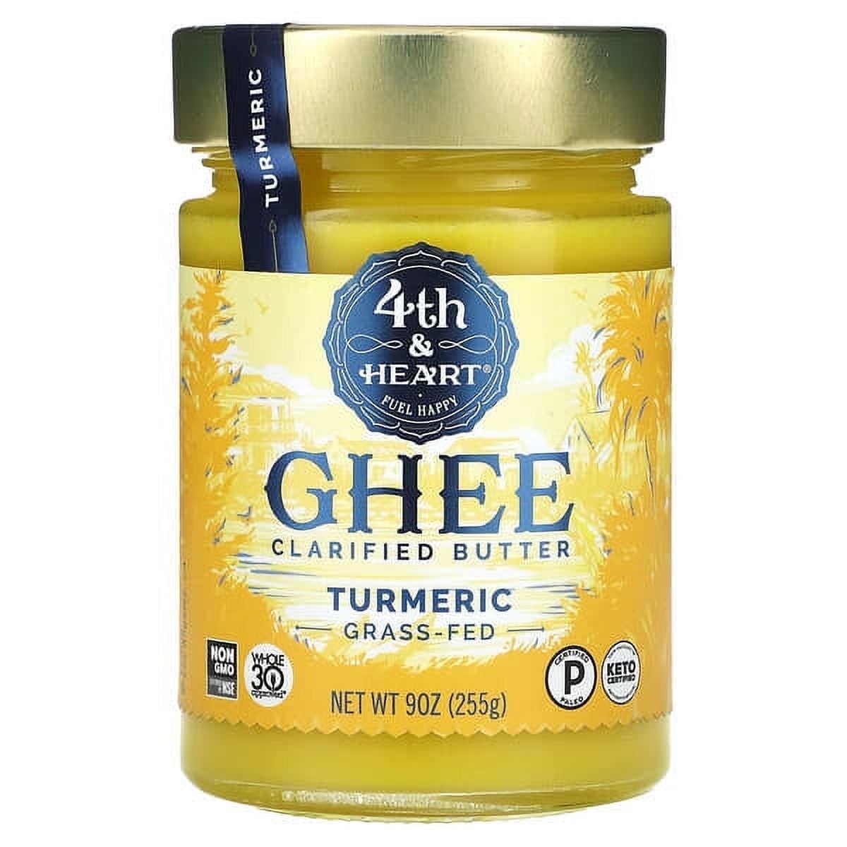 4th & Heart, Ghee Clarified Butter, Grass-Fed, Turmeric, 9 oz Pack of 2 ...
