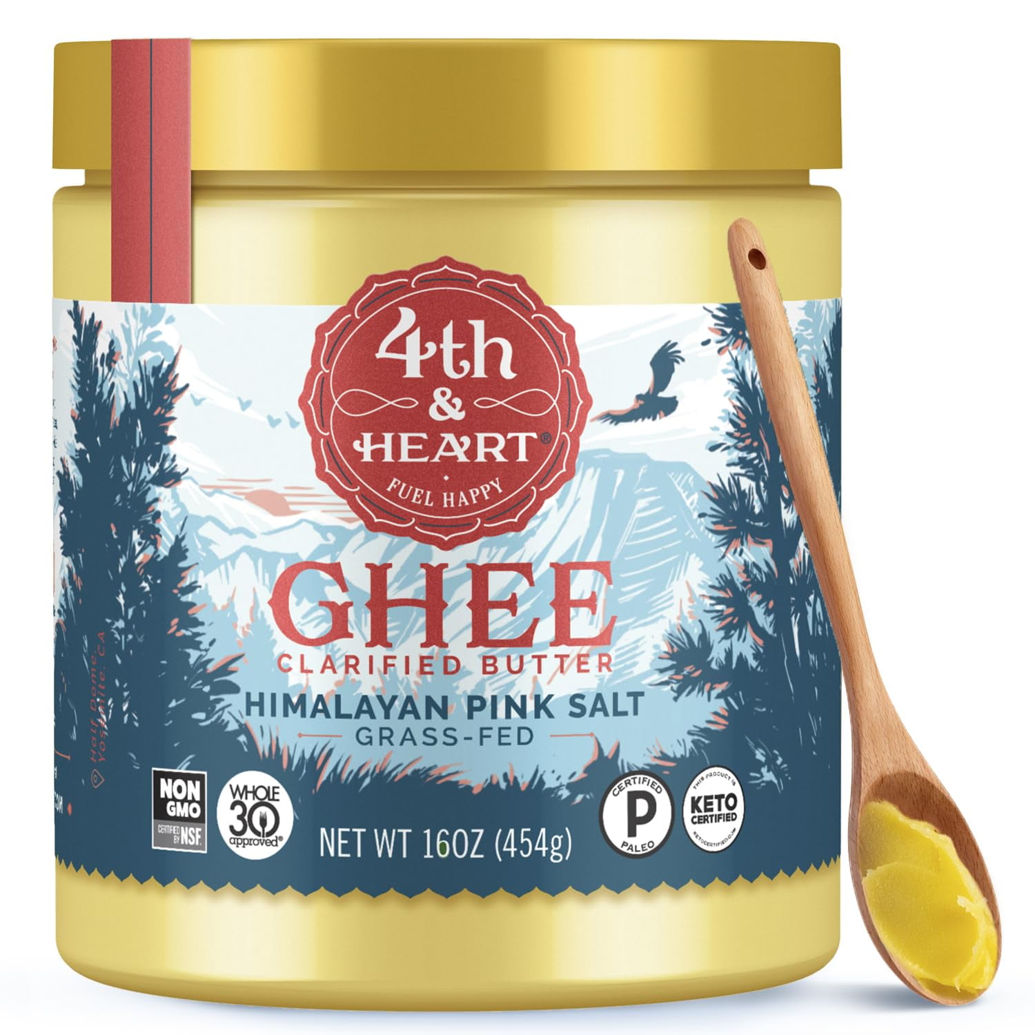 4th & Heart Ghee Clarified Butter, Himalayan Pink Salt, 16 oz ( 454 g ...
