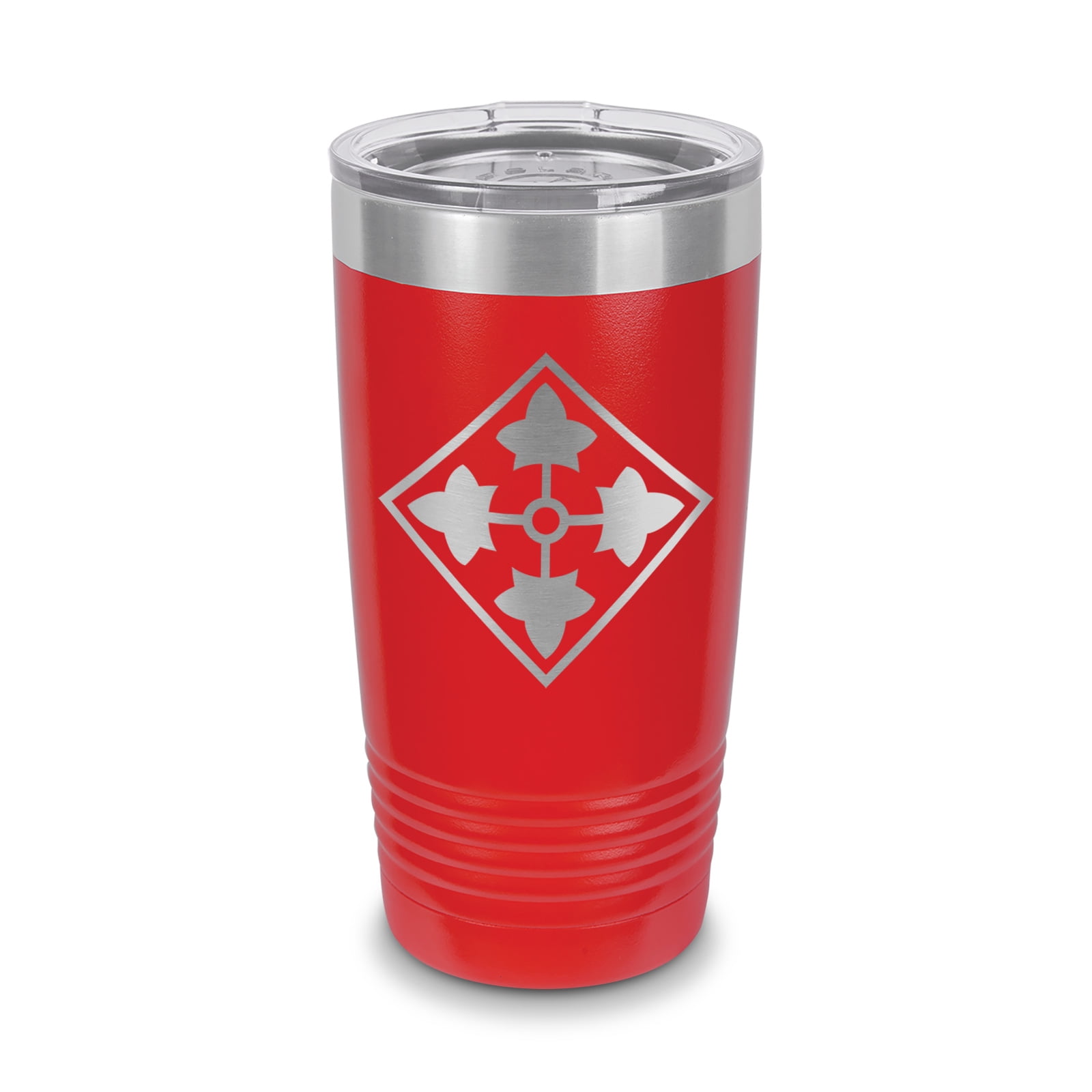 4th ID Infantry Division Tumbler 20 oz - Laser Engraved w/ Clear Lid ...