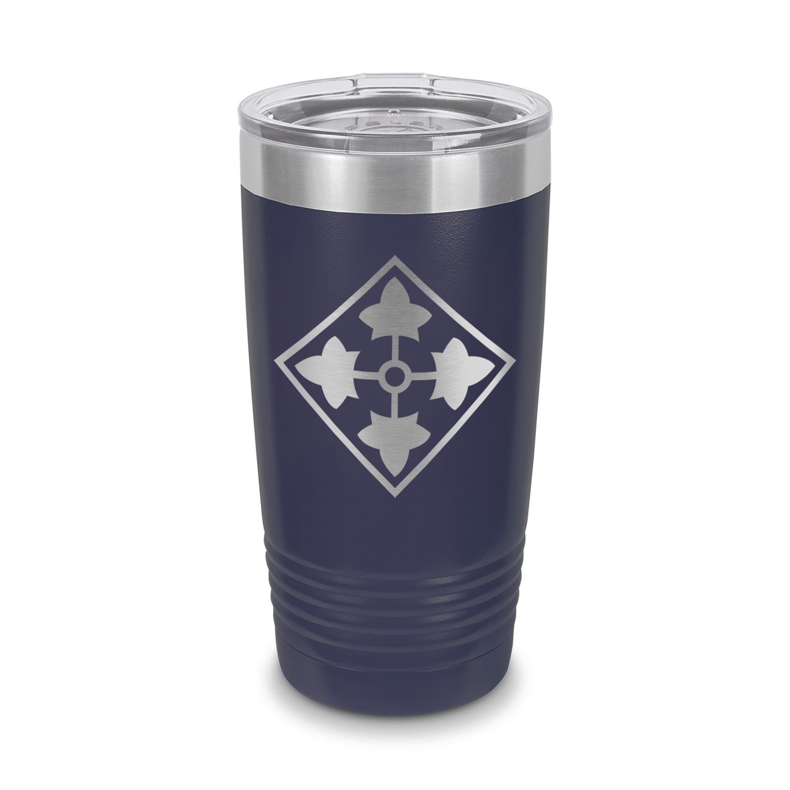 4th ID Infantry Division Tumbler 20 oz - Laser Engraved w/ Clear Lid ...