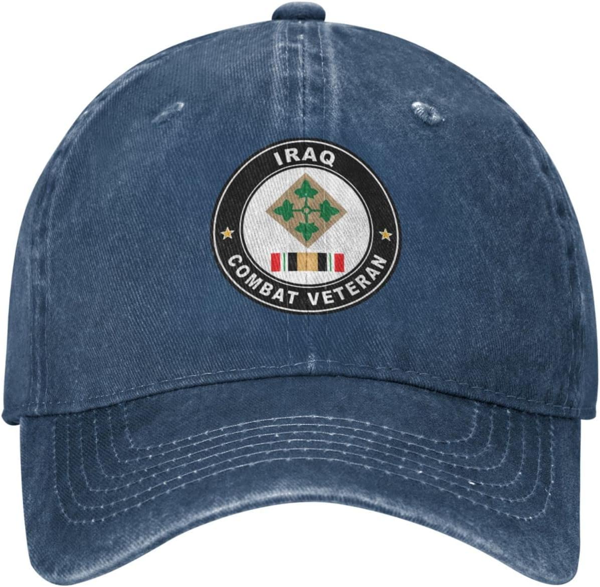 4th Infantry Division Iraq Combat Veteran Cowboy Hats for Men Women, Adjustable Cotton Denim ...