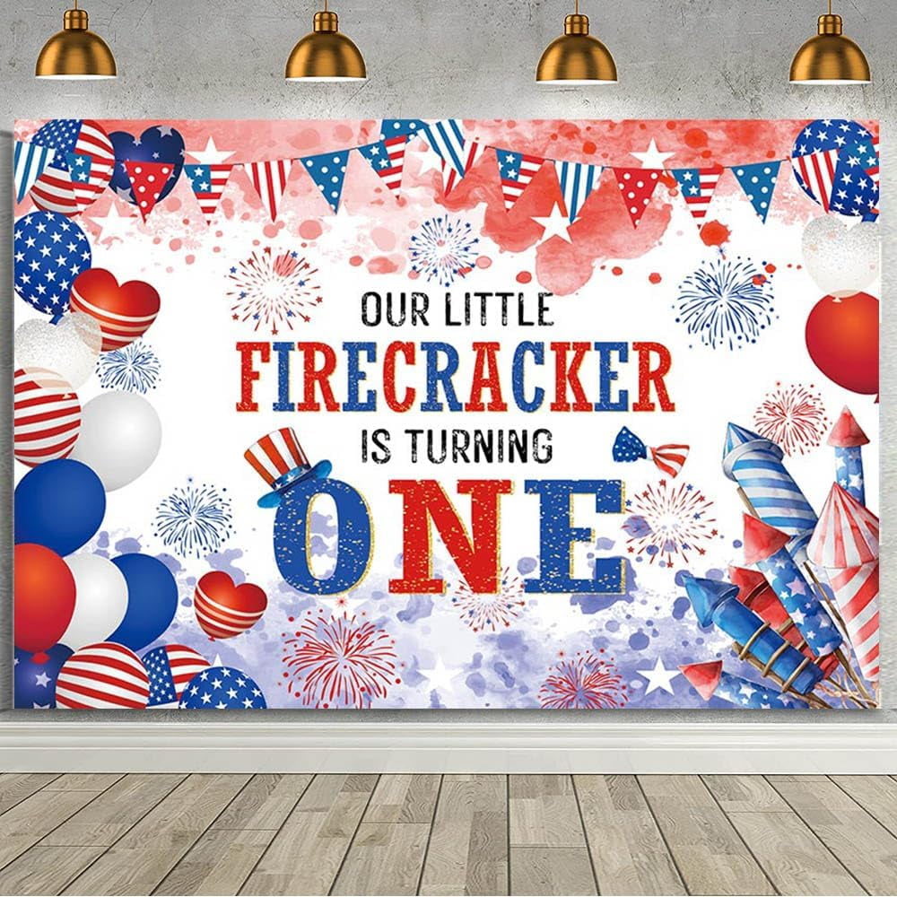 4th of July 1st Birthday Backdrop Our Little Firecracker is Turning One ...