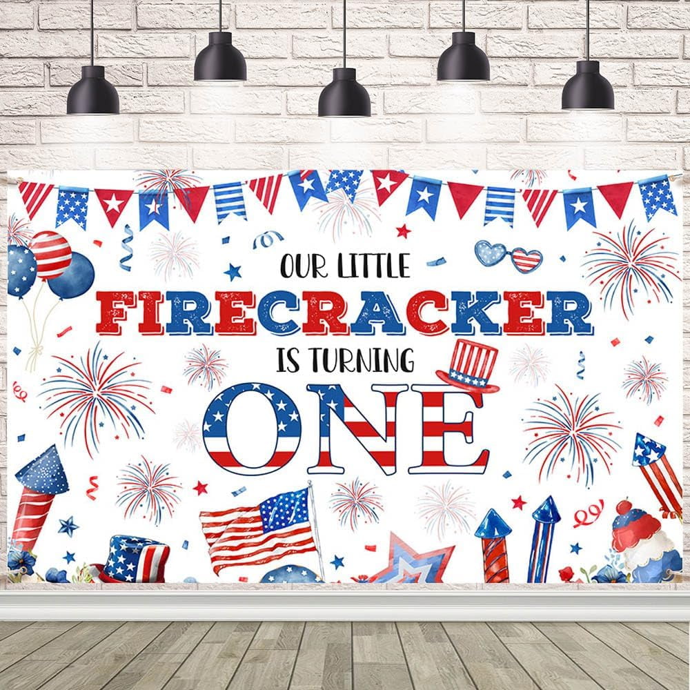 4th of July 1st Birthday Backdrop Our Little Firecracker is Turning One ...
