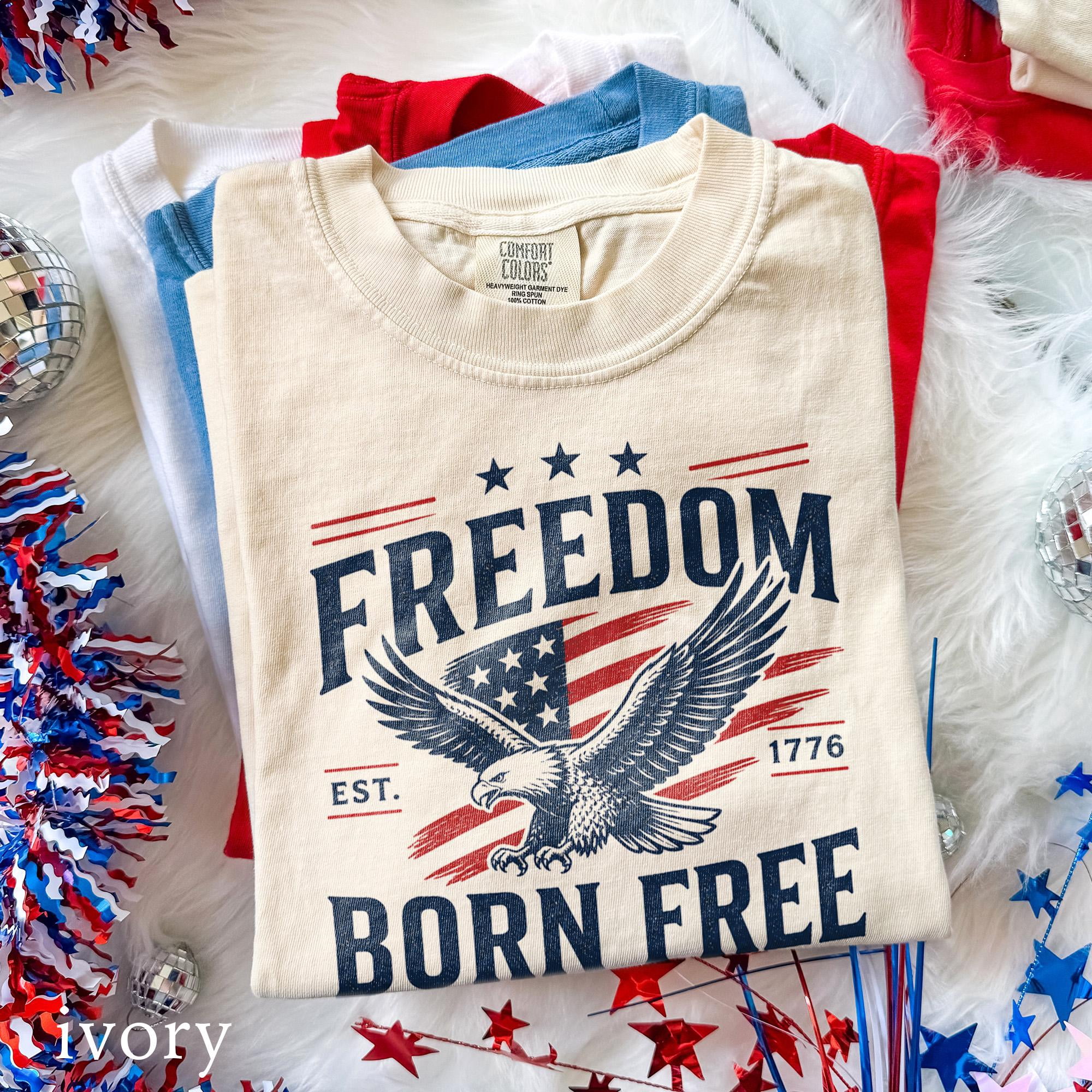 4th July 250th Year Shirts Freedom Born Free Eagle Tee Patriotic USA ...