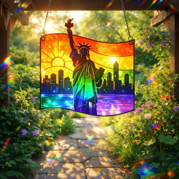 4th of July 2D Flat Acrylic Patriotic Suncatcher - Stained Glass ...
