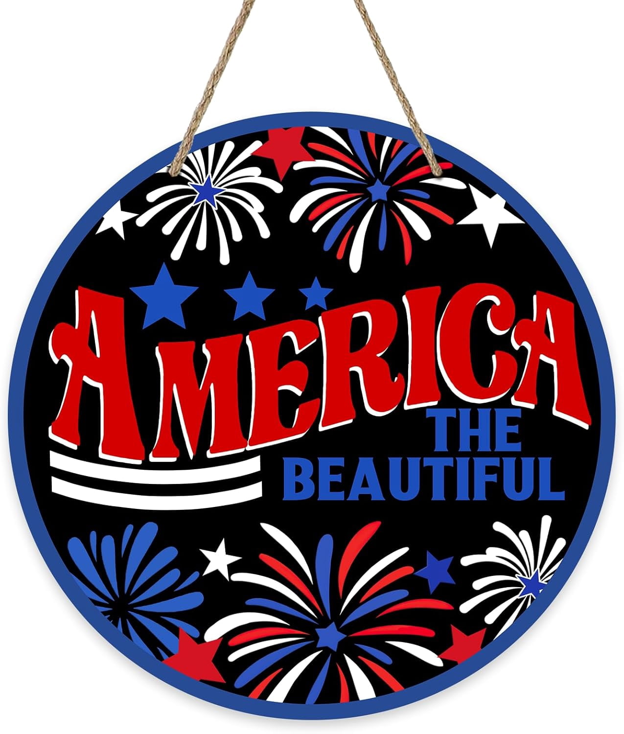 4th of July America The Beautiful Front Door Sign, Patriotic American ...