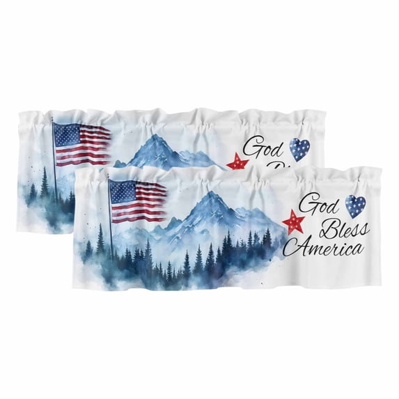 4th of July American Flag Curtain Valances for Windows, Kitchen Valance ...