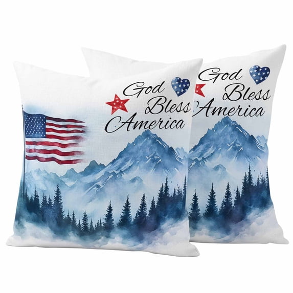 4th of July American Flag Outdoor Pillow Covers 16"x16" Set of 2 ...