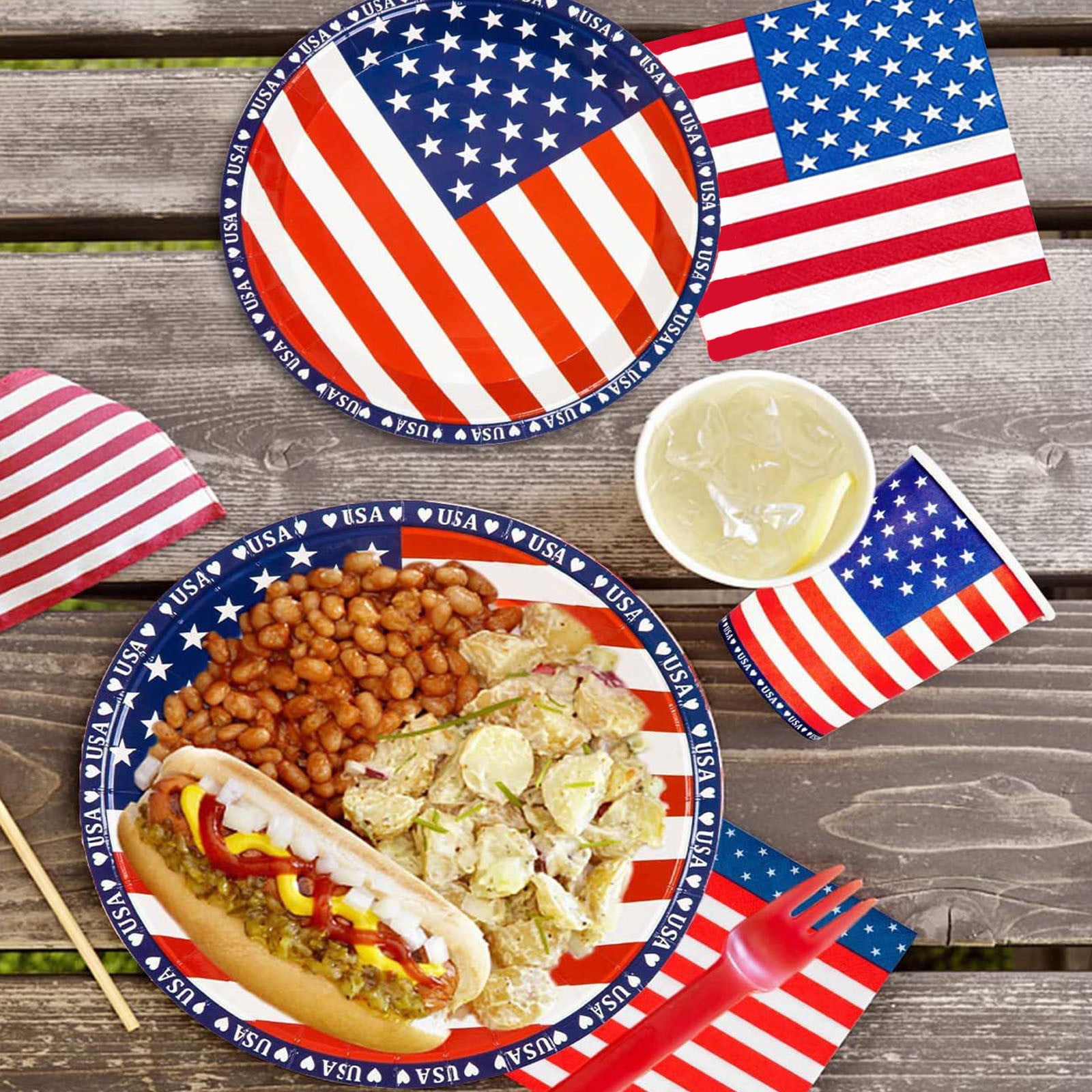 4th of July, American Flag Patriotic Party Supplies Disposable Napkins ...