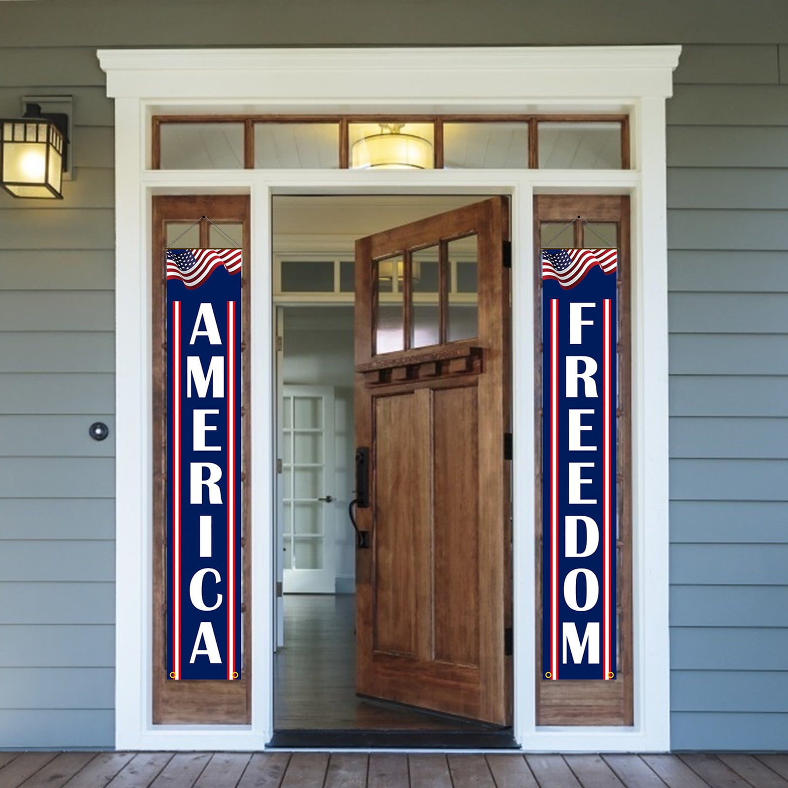 4th of July American Flag Patriotic Soldier Porch Sign Banners ...
