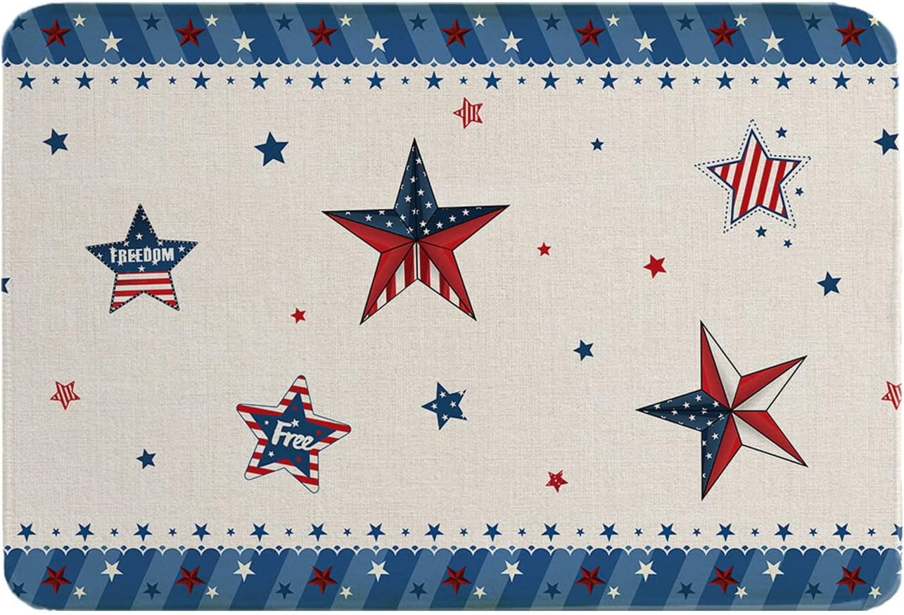 4th of July American Flag Star Indoor Door Mat, Absorbent Floor Mats ...