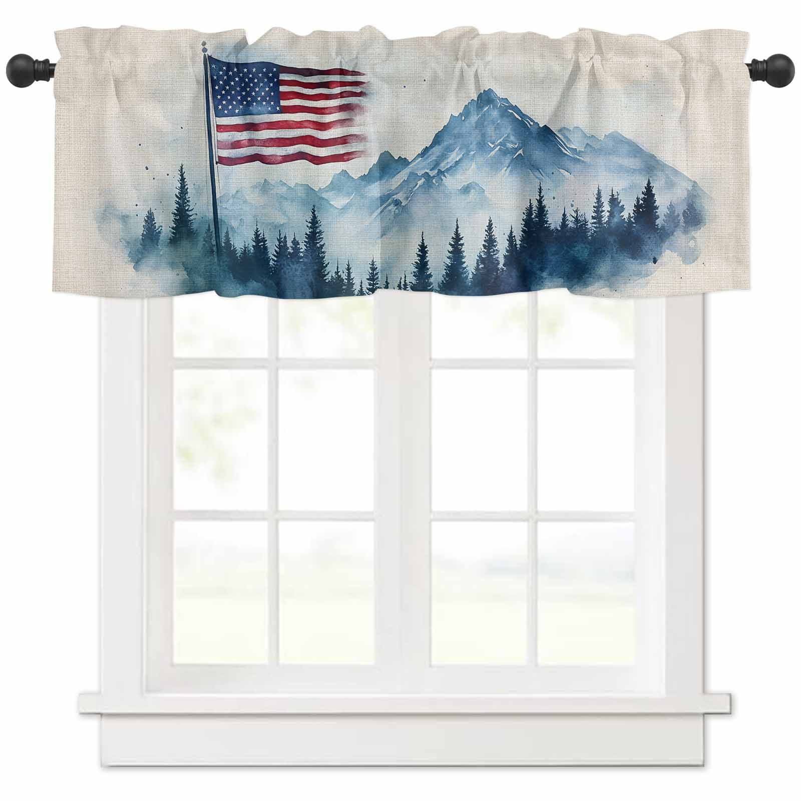 4th of July American Flag Valances for Windows Farmhouse Kitchen ...