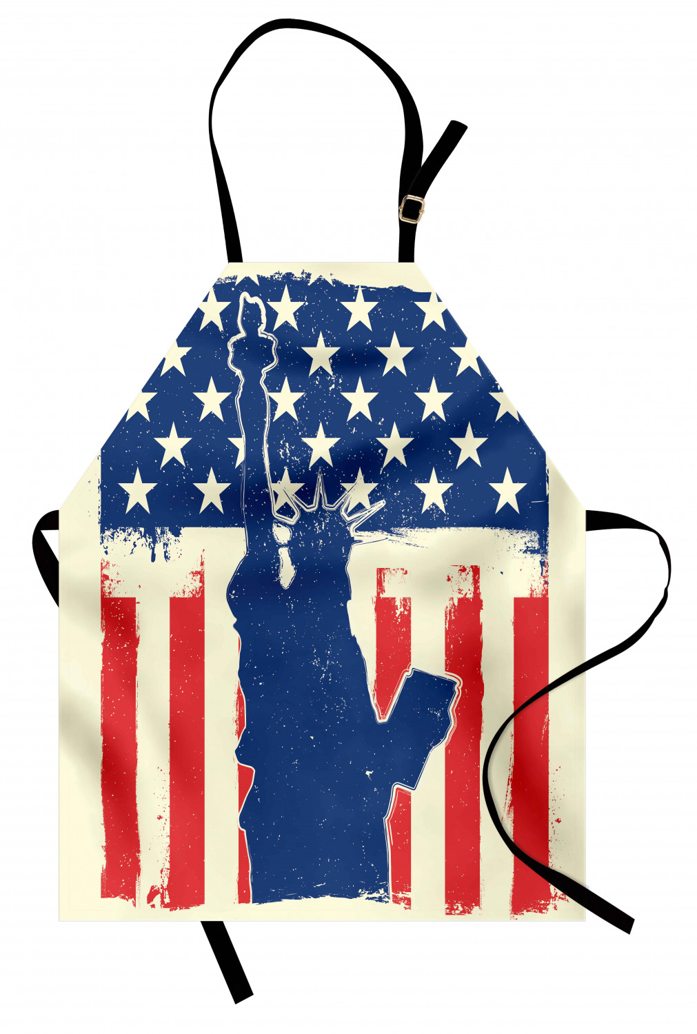 4th of July Apron Statue of Liberty Silhouette with Grunge American ...