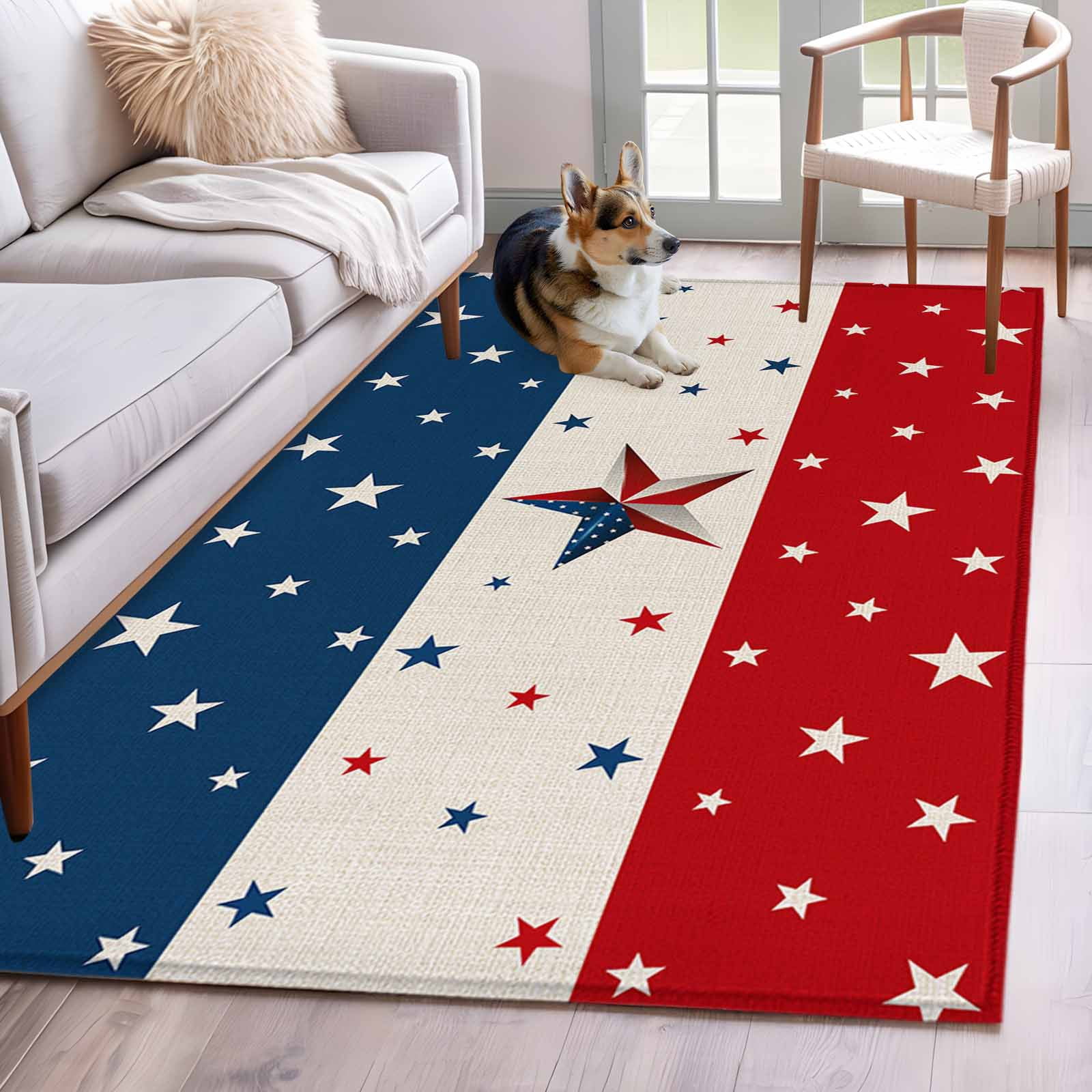 4th of July Area Rug 3x5 FT, Non Slip Entryway Bedside Carpet, Red ...