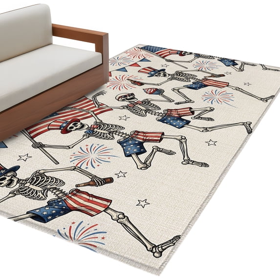 4th of July Area Rug 4x6 Washable Rug Non Slip Patriotic USA Flag Retro ...