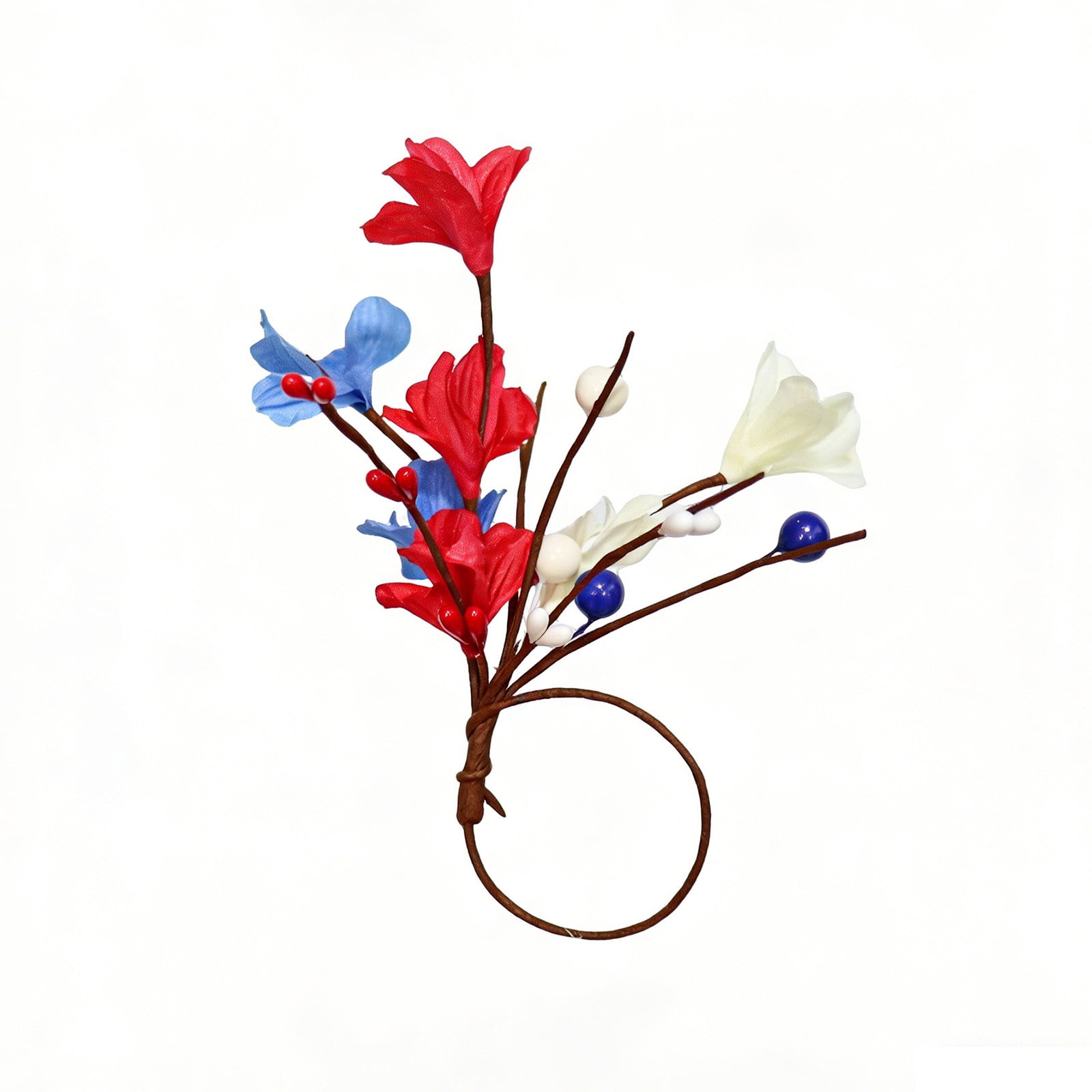 4th of July Artificial Flower Napkin Ring, Patriotic Red White Blue ...