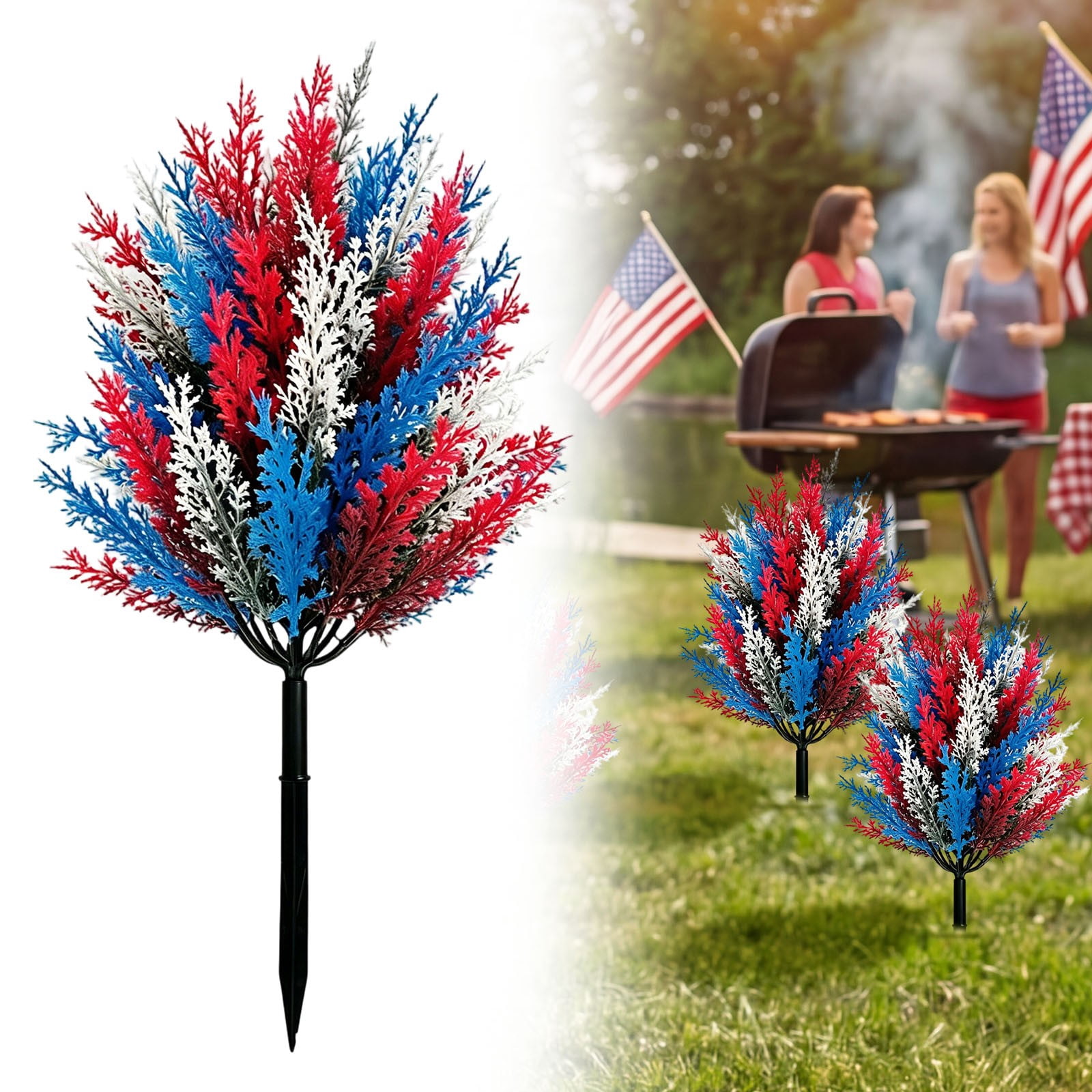 4th Of July Artificial Flowers Patriotic Outdoor Fake Plants With ...