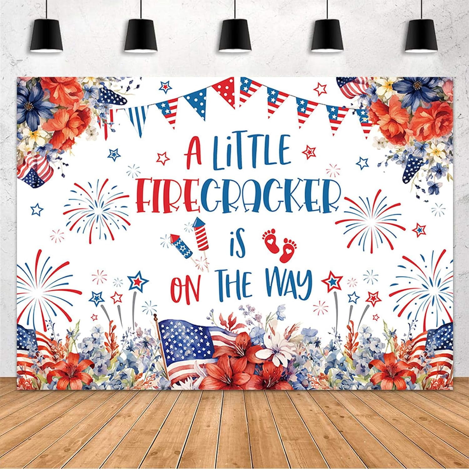 4th of July Baby Shower Backdrop A Little Firecracker is On The Way ...
