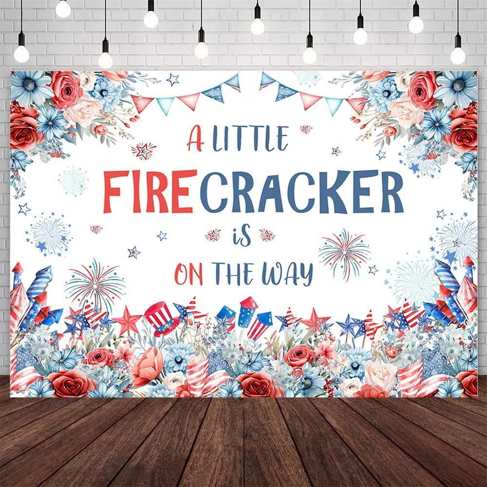 4th of July Baby Shower Backdrop A Little Firecracker is On The Way ...