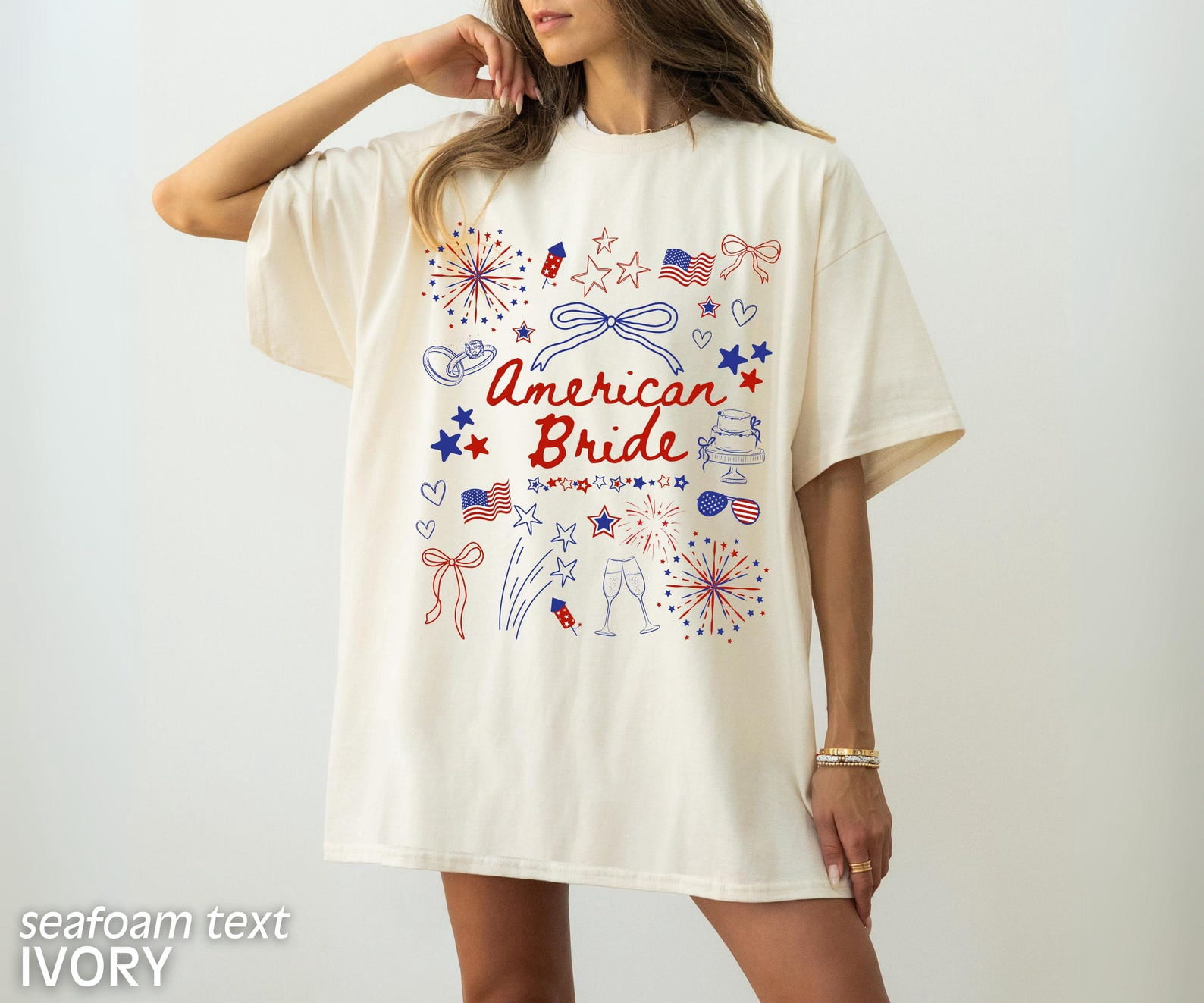 4th of July Bachelorette Party Bride Graphic T-Shirt Patriotic ...