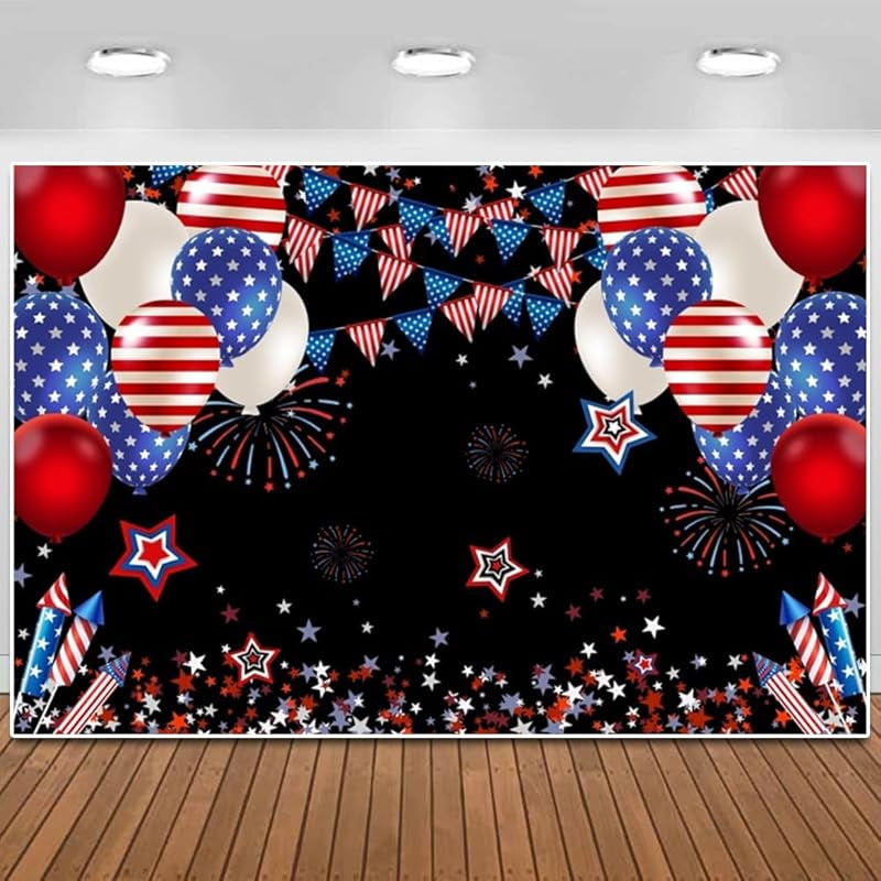 4th of July Backdrop Independence Day Background American Flag Holiday ...