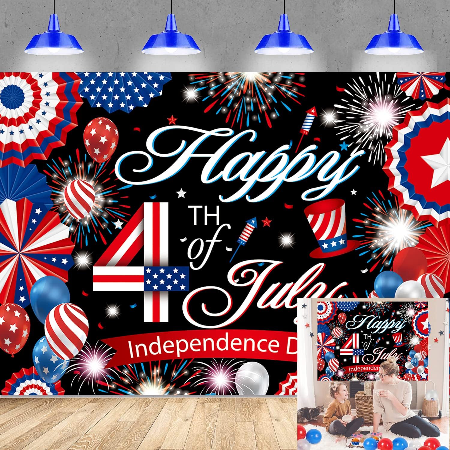 4th of July Backdrop Patriotic Party Decoration Banner 7x5FT ...