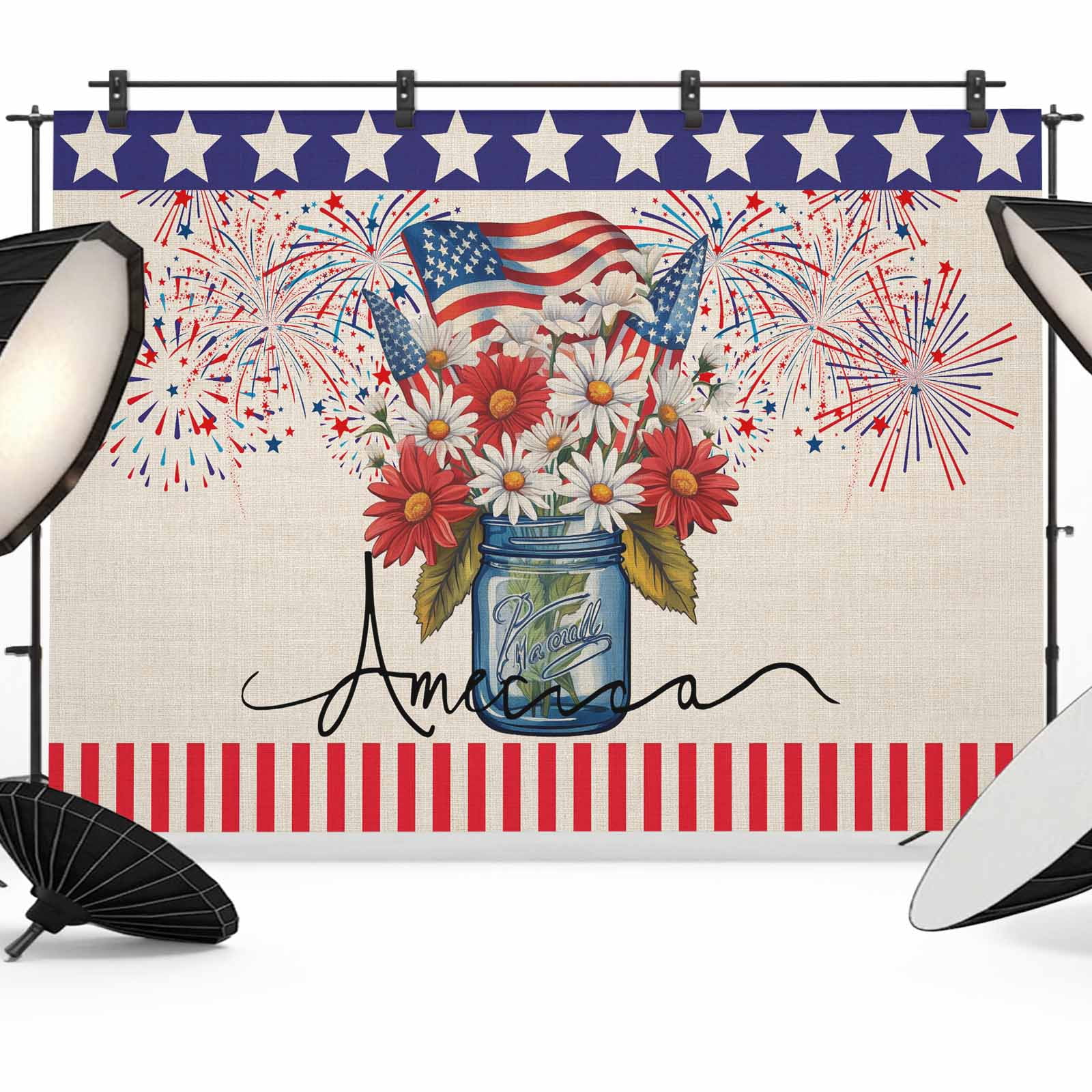 4th of July Backdrop for Photography,Fabric Photo Background Backdrop ...