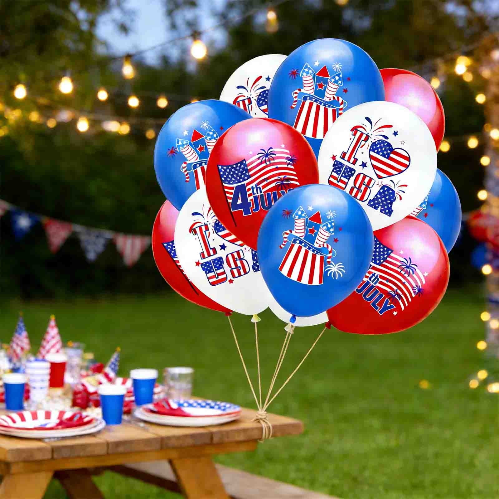 4th of July Balloon Set Patriotic Decorative Balloons, Red White Blue ...