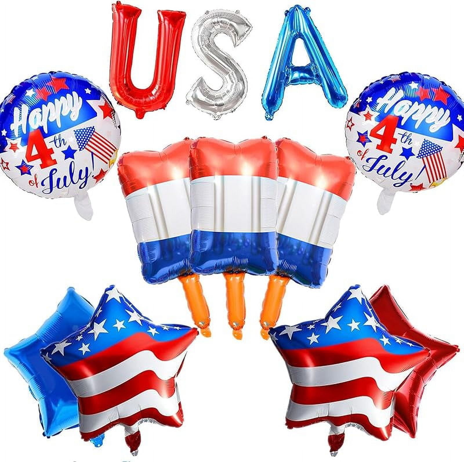 4th of July Balloons 16Pcs Patriotic Independence Day Foil Balloons ...