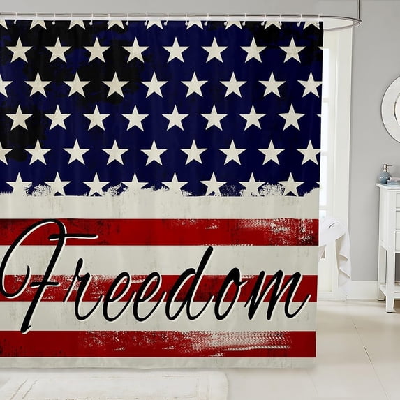 4th July Bathroom Shower Curtain Set American Flag for Boys Girls, Bath ...