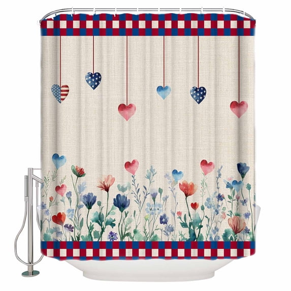 4th of July Bathroom Shower Curtains with 12 Hooks Polyester Waterproof ...