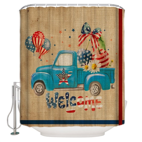 4th of July Bathroom Shower Curtains with 12 Hooks Waterproof Shower ...