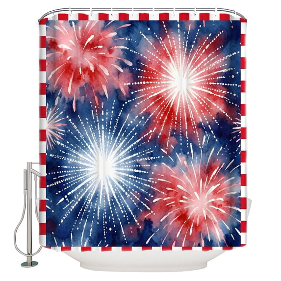 4th of July Bathroom Shower Curtains with 12 Hooks Waterproof Shower ...