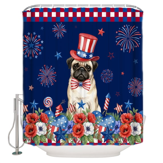 4th of July Bathroom Shower Curtains with 12 Hooks Waterproof Shower ...