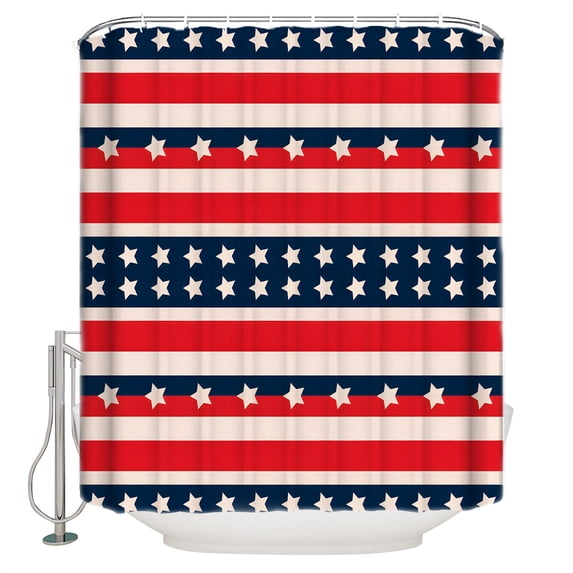 4th of July Bathroom Shower Curtains with 12 Hooks Waterproof Shower ...