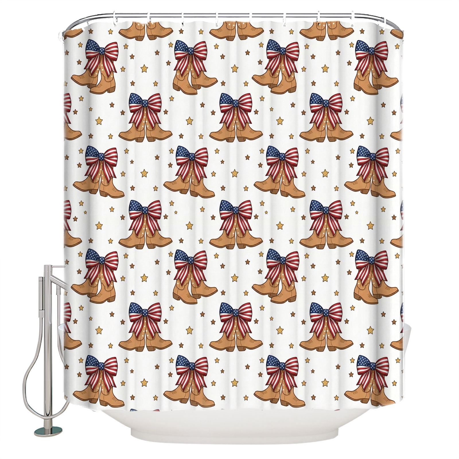 4th of July Bathroom Shower Curtains with 12 Hooks Waterproof Shower ...