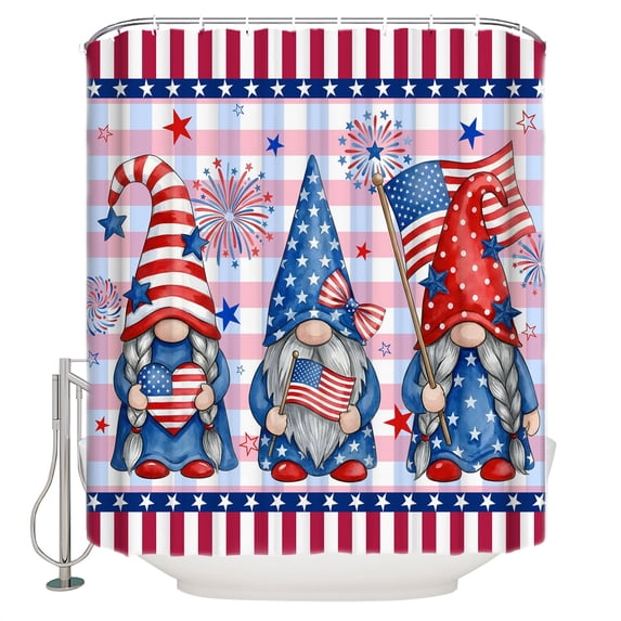 4th of July Bathroom Shower Curtains with 12 Hooks Waterproof Shower ...
