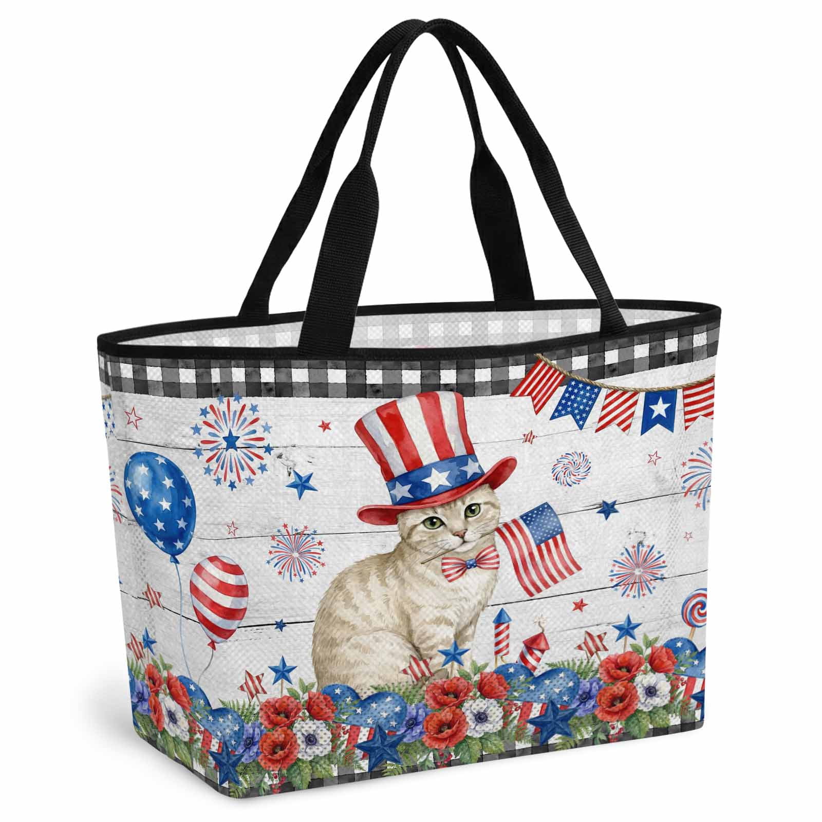 4th of July Beach Bag for Women, Large Breathable Mesh Beach Tote Bag ...