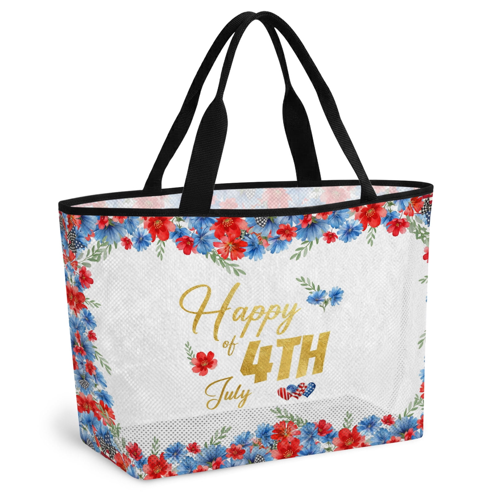 4th of July Beach Bag for Women, Large Breathable Mesh Beach Tote Bag ...