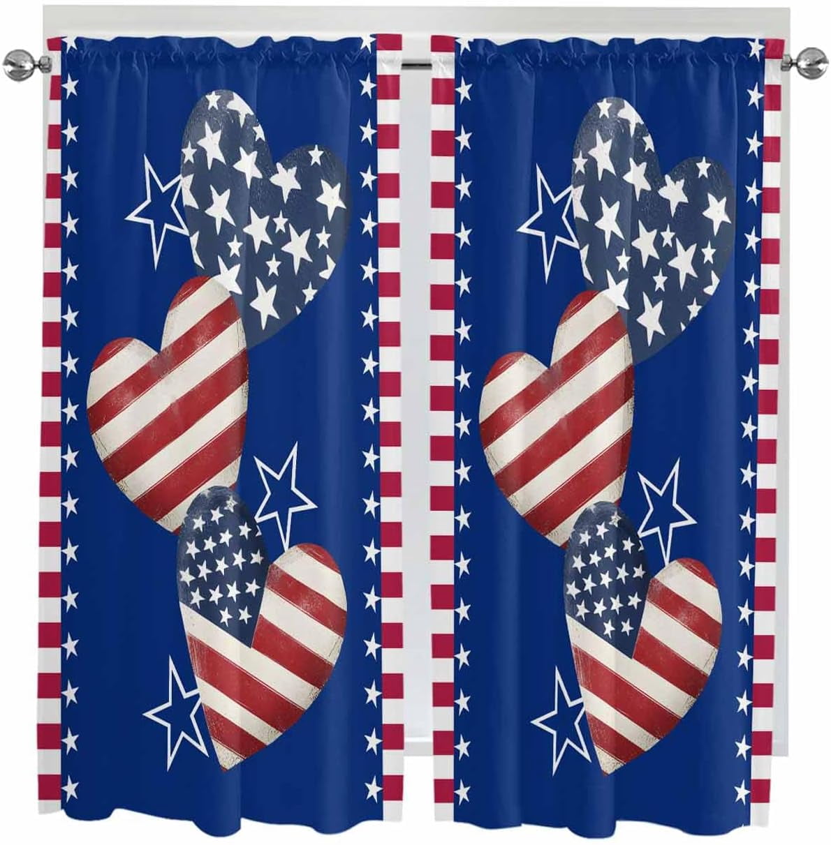 4th of July Bedroom Curtains 63 Inches Length, American Flag ...
