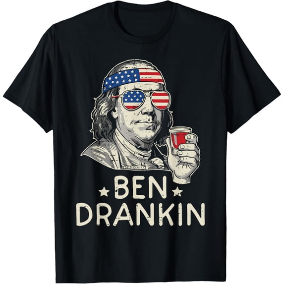 4th of July Ben Drankin US Flag Funny American Dad Men Women T-Shirt ...