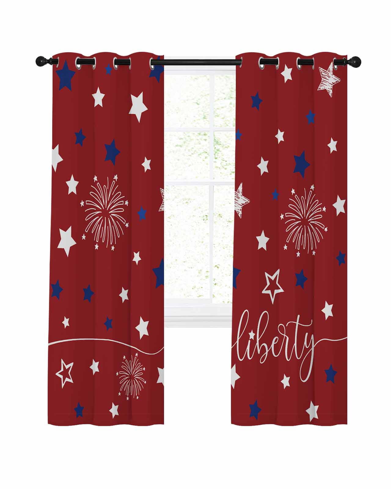 4th of July Blackout Curtains 96 Inches Long for Bedroom, Blue White ...